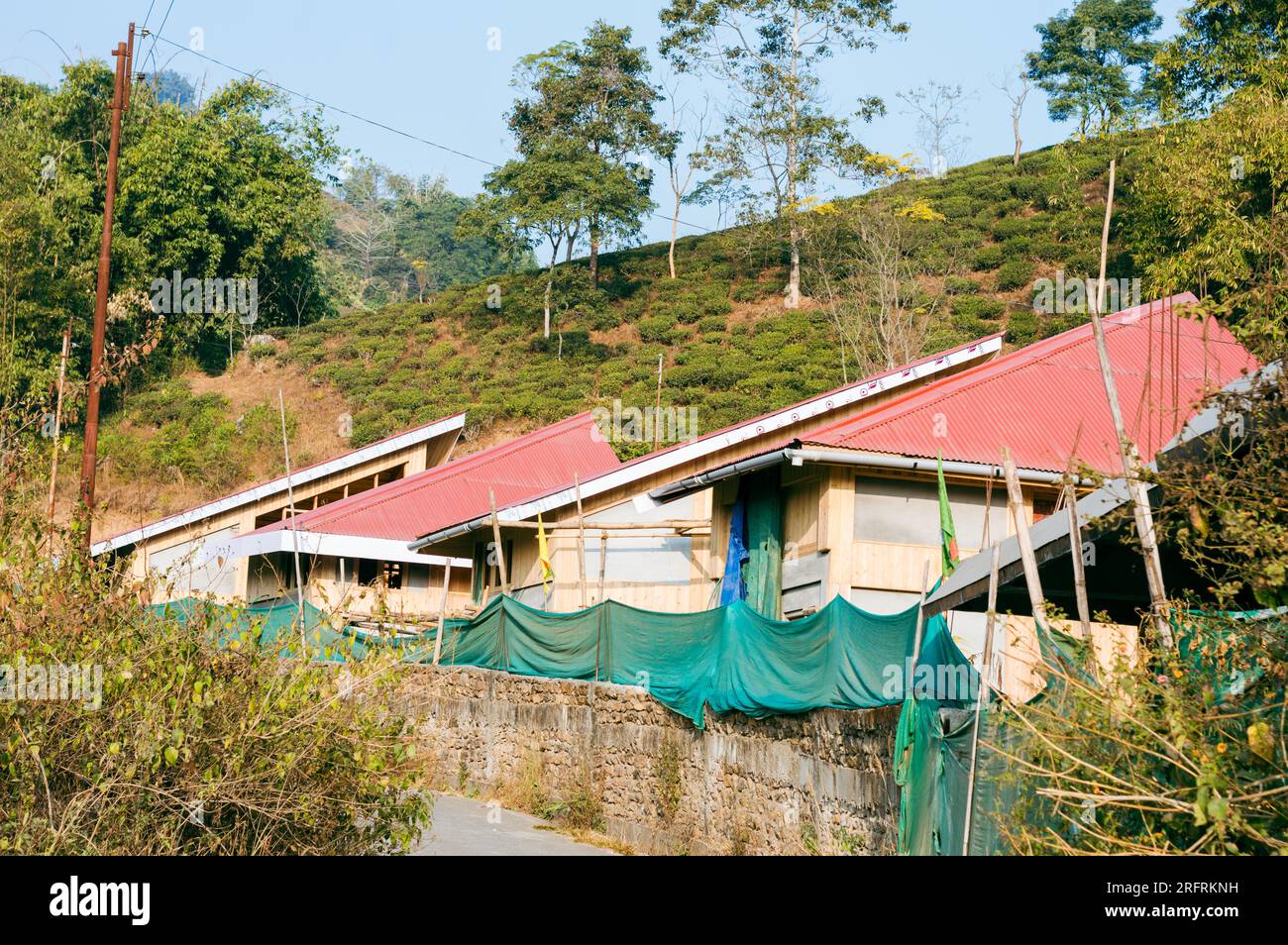 Old Wooden Hut Cabins in Mountain Valley. Tabakoshi Rangbang, Mirik ...