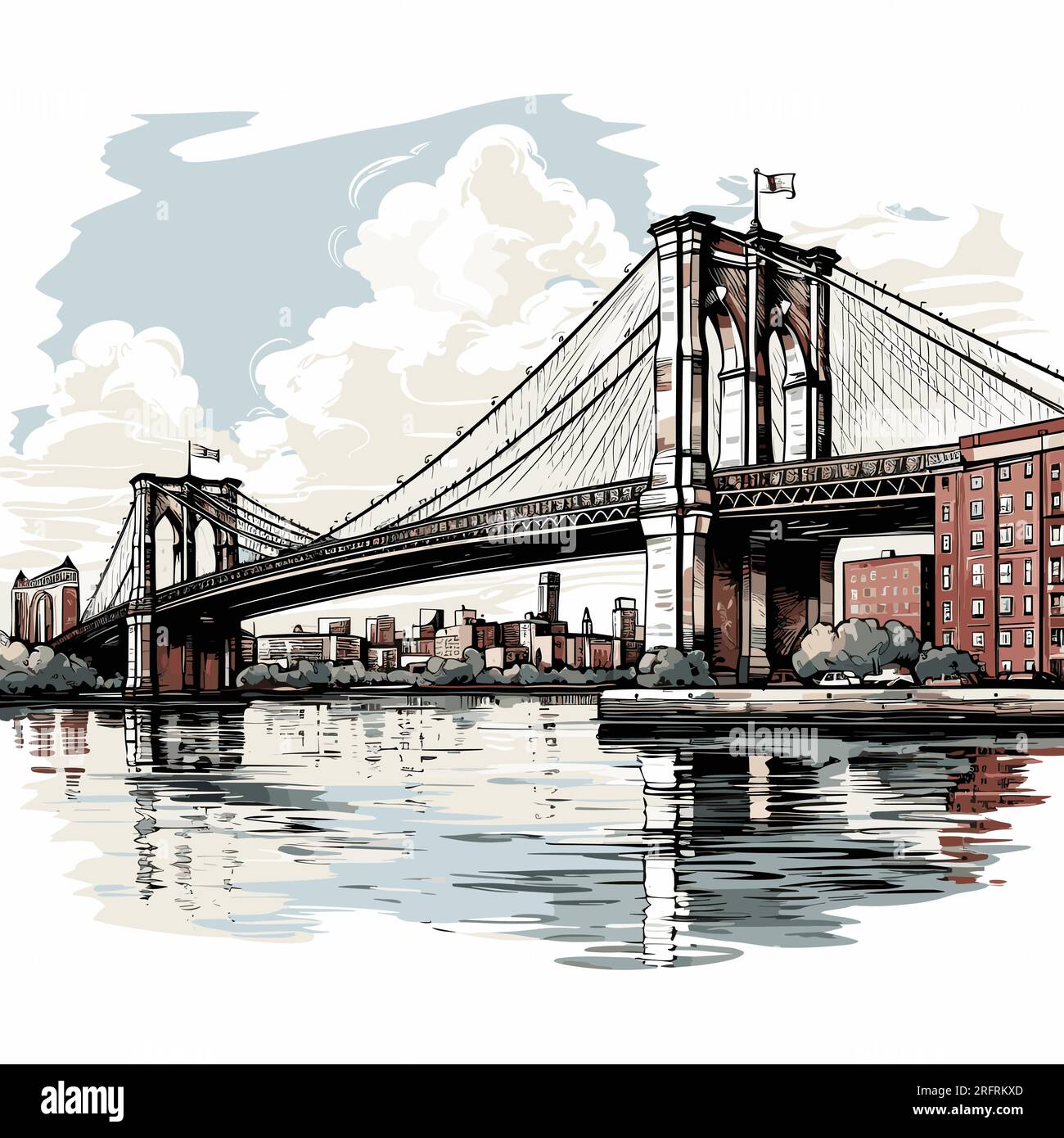 Brooklyn Bridge Drawing Vector