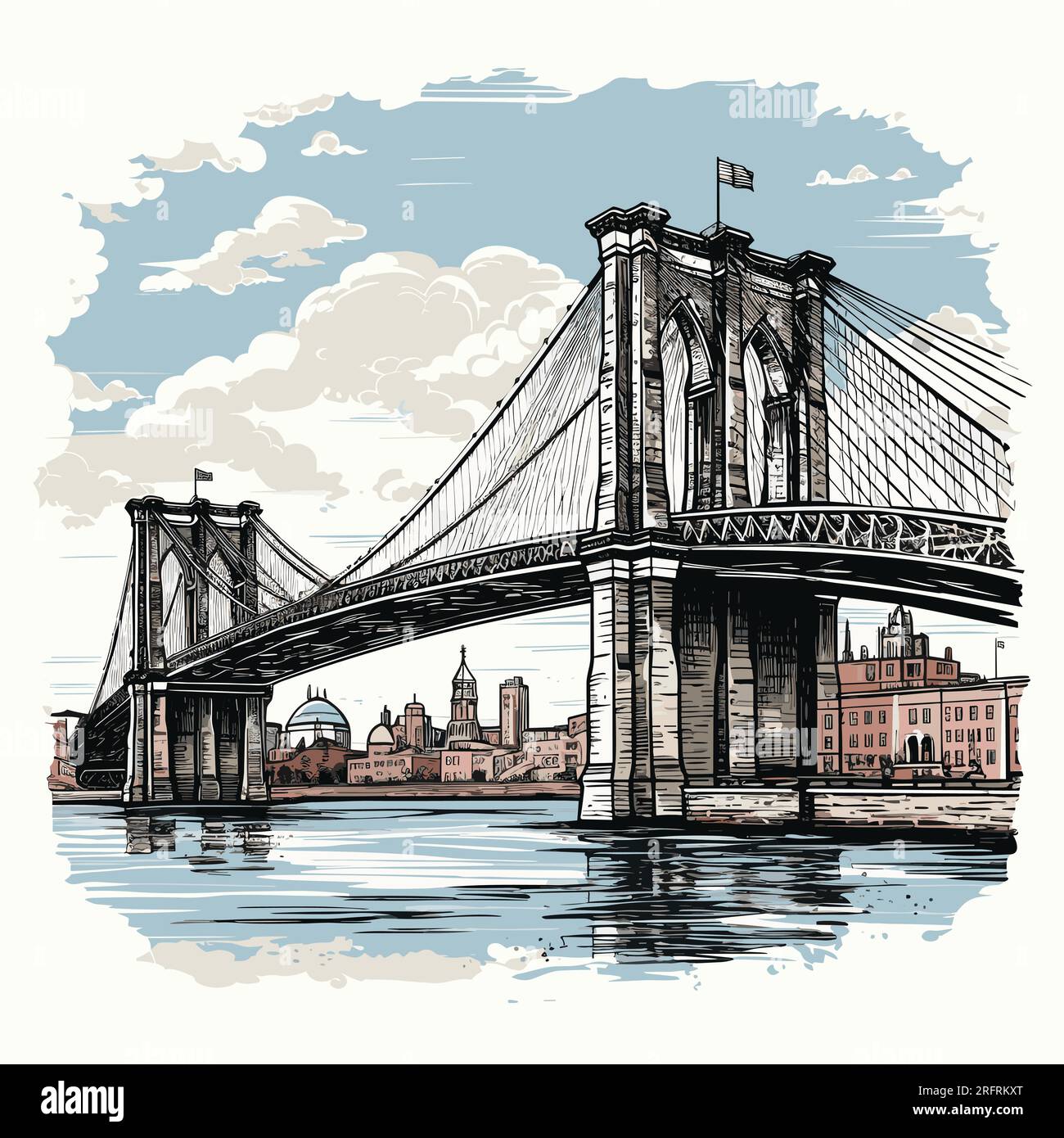 Brooklyn Bridge Drawing Vector