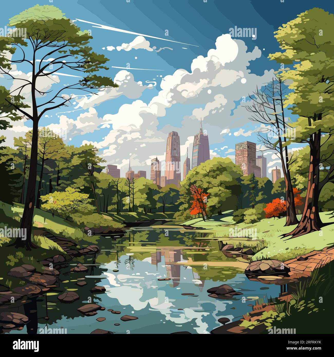 Central park artwork Stock Vector Images - Alamy