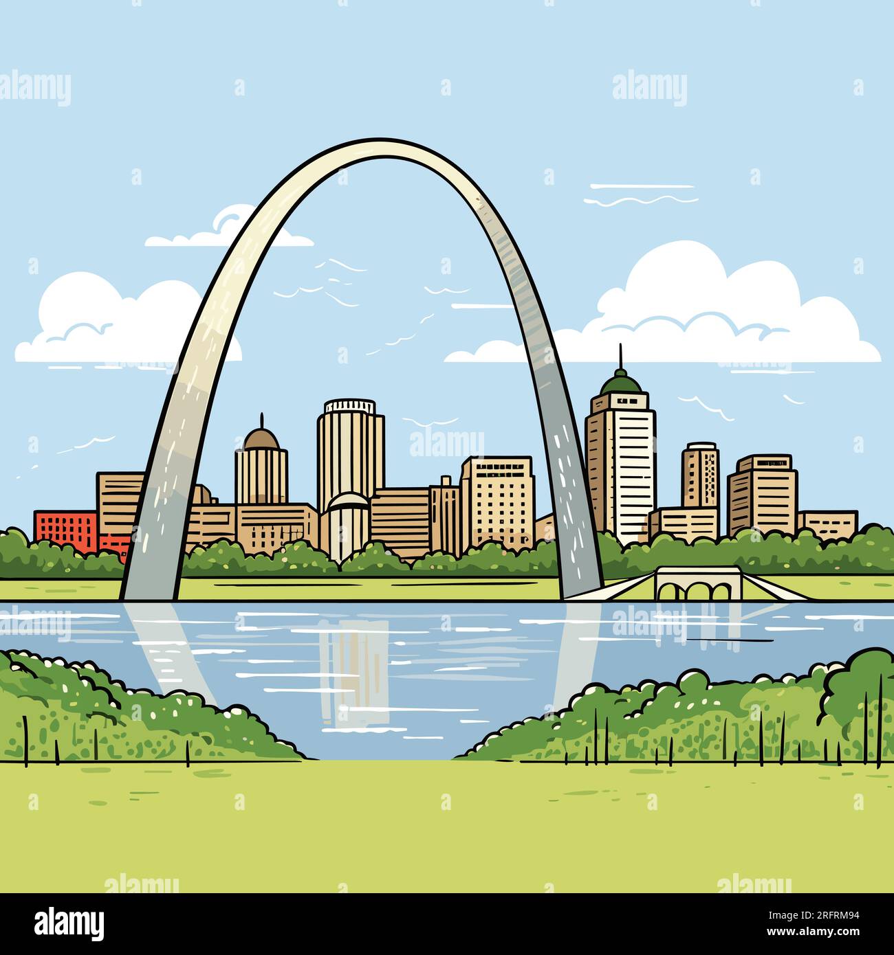 Gateway Arch hand-drawn comic illustration. Gateway Arch. Vector doodle ...
