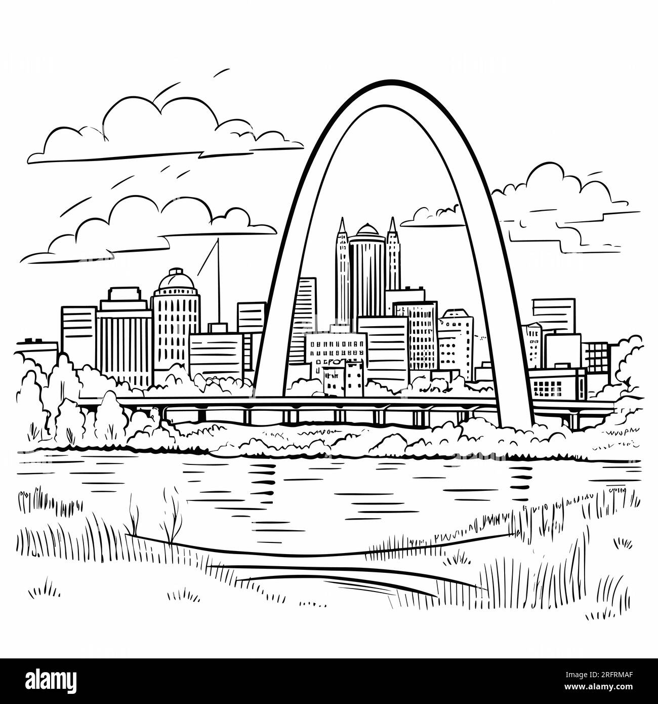 Gateway Arch Hand Drawn Comic Illustration Gateway Arch Vector Doodle Style Cartoon