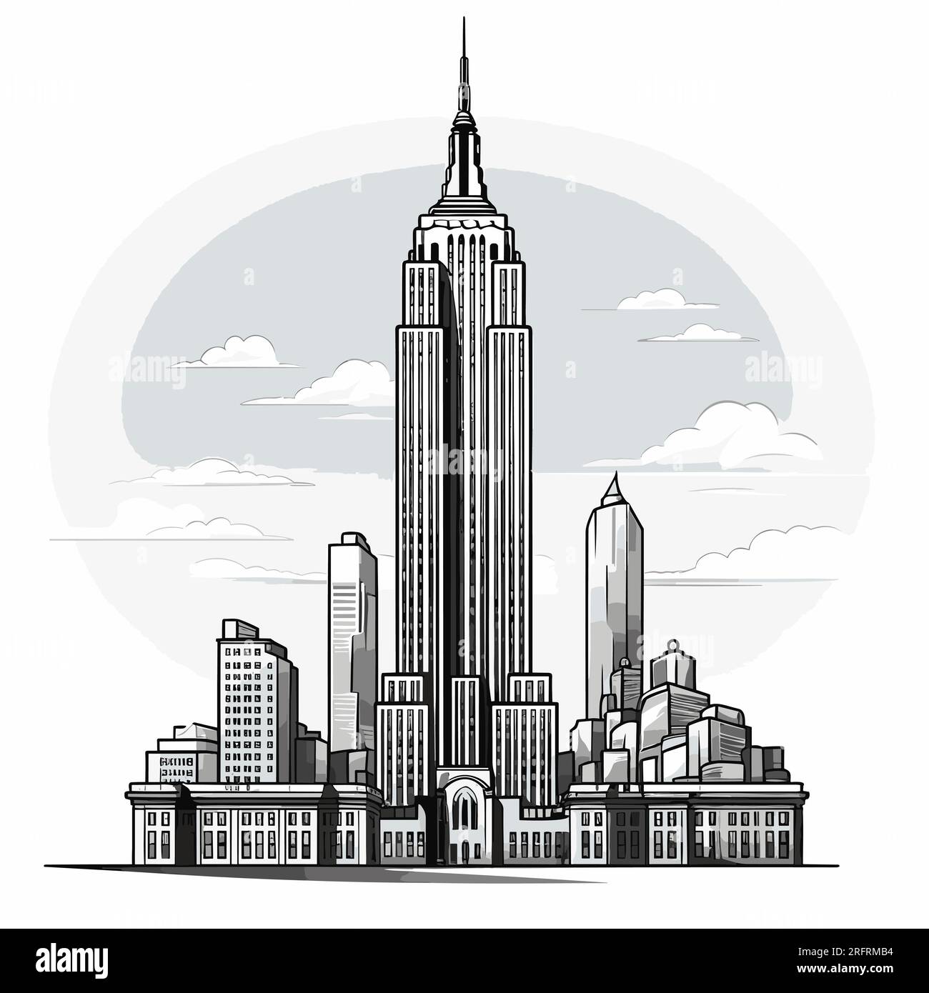 Empire State Building Drawing Black And White