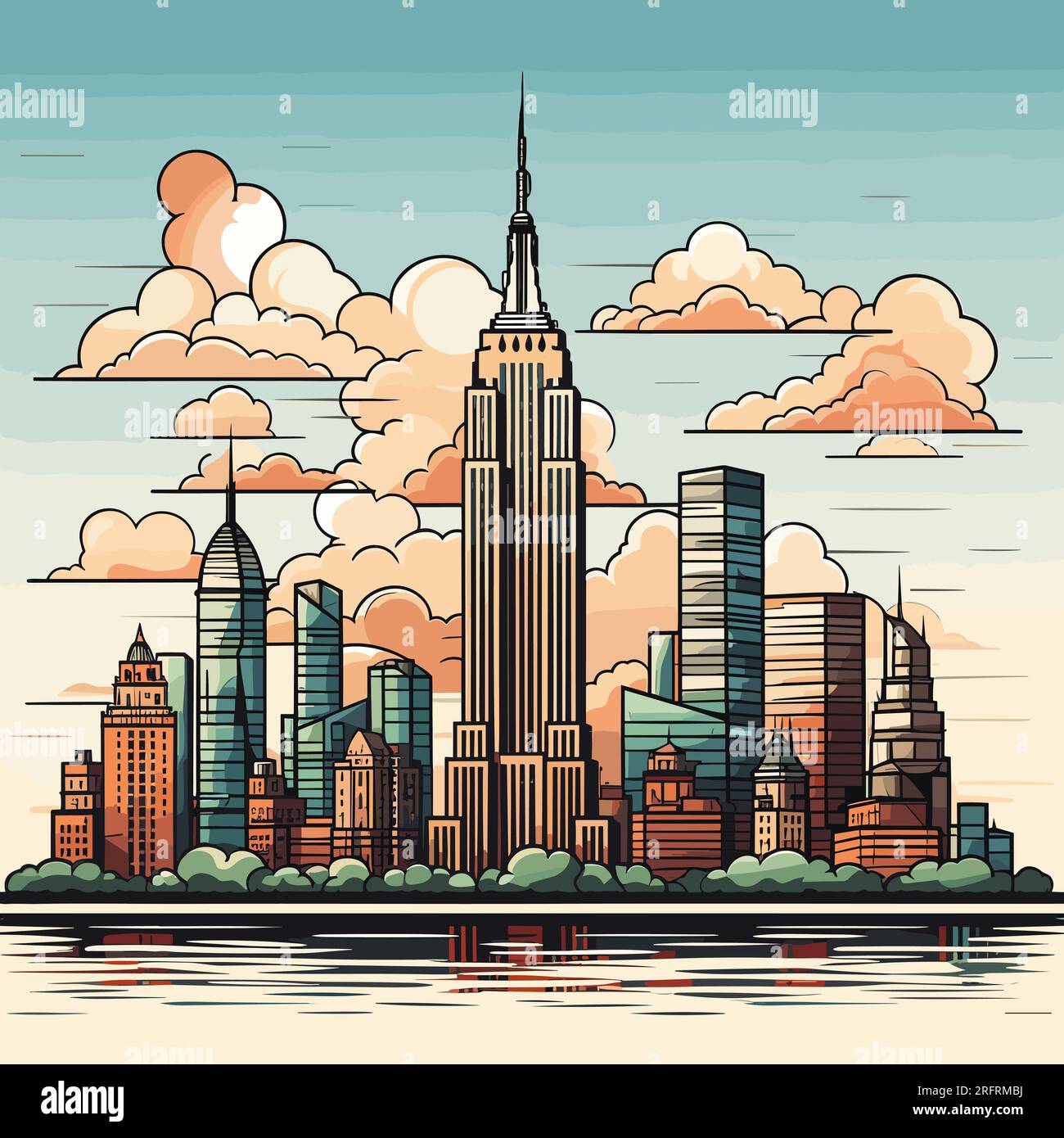 Cartoon Version Of Buildings Nyc Buildings Cartoon Stock Illustrations