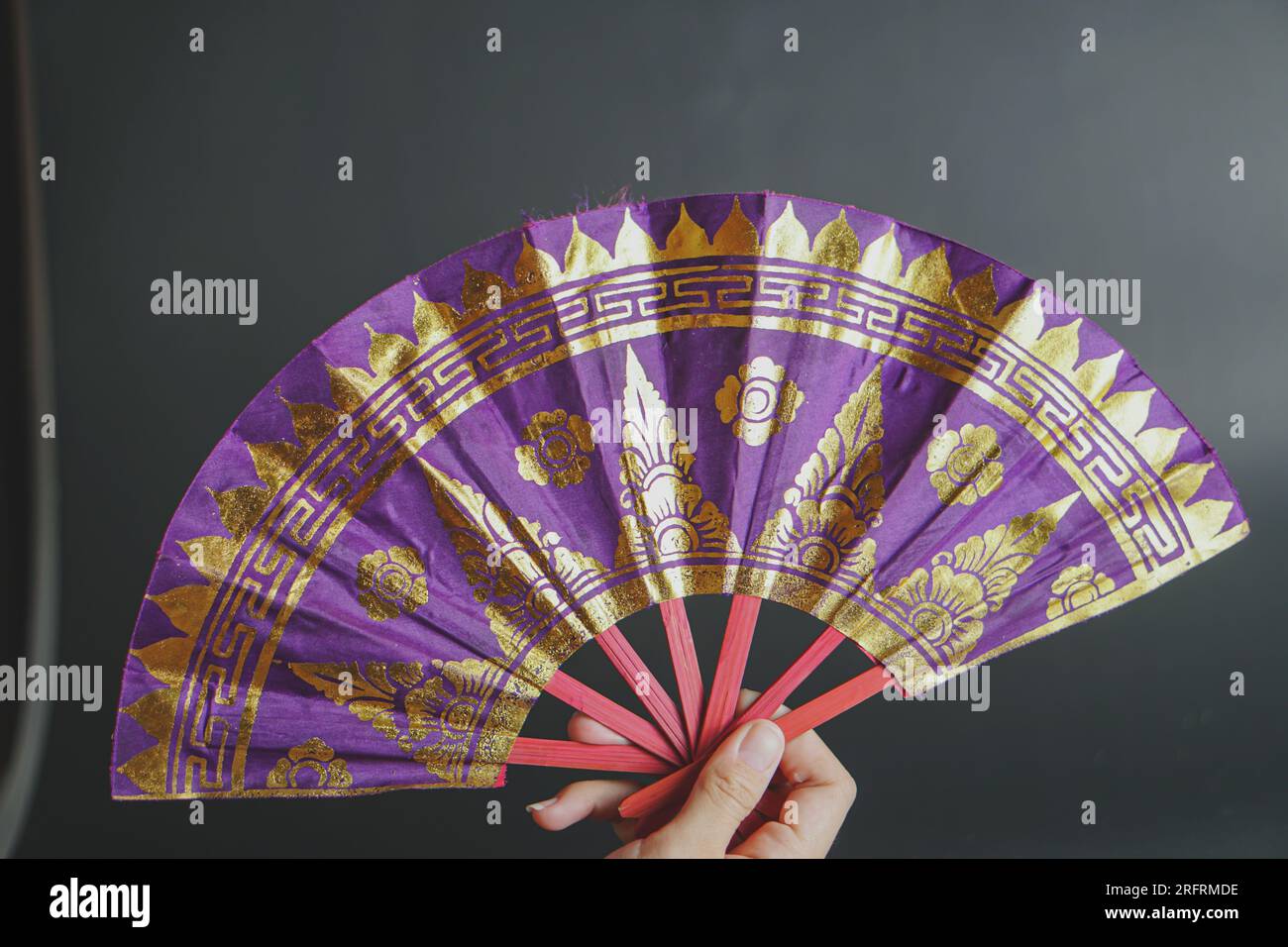 texture of Traditional Balinese hand fan patterned prada isolated on ...