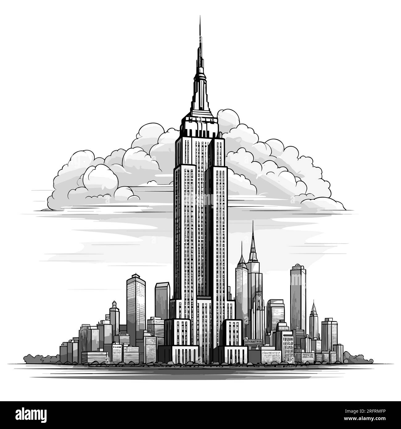 Black Cartoon Empire State Building ESB Shines In Red, Black & Green