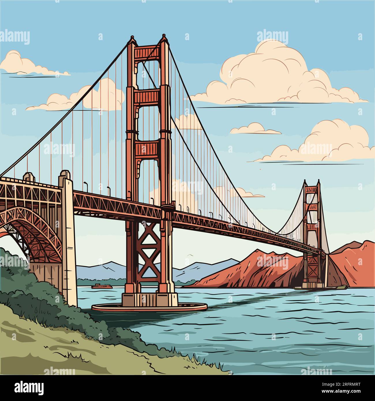 Golden Gate Bridge Drawing Clip Art Golden Gate Bridge Stock Vector