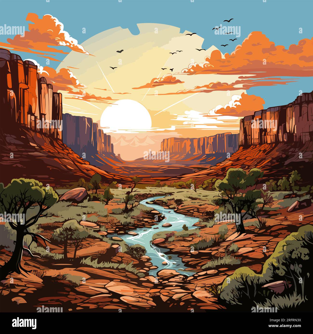 Grand Canyon Hand Drawn Comic Illustration Grand Canyon Vector Doodle