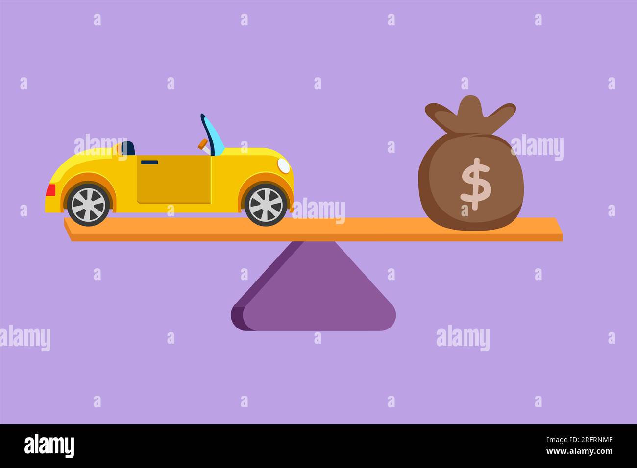 Character flat drawing stylized car, auto loan or transforming assets ...