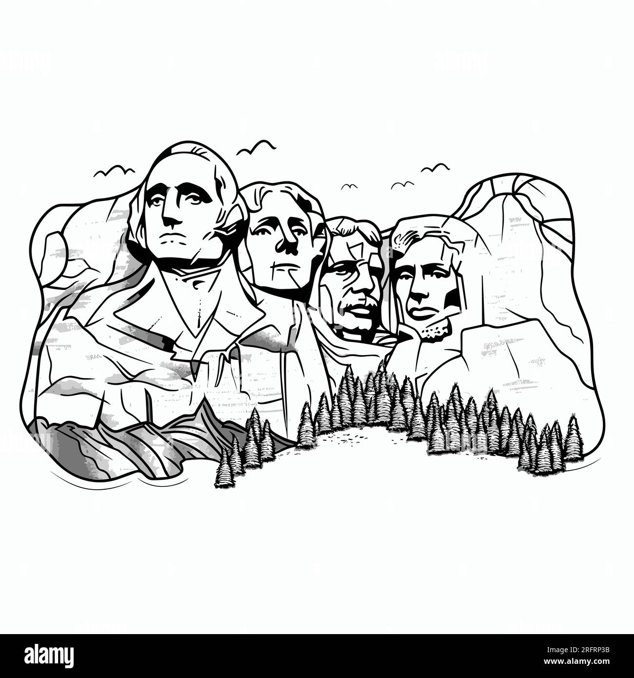 Mount Rushmore hand-drawn comic illustration. Mount Rushmore. Vector ...