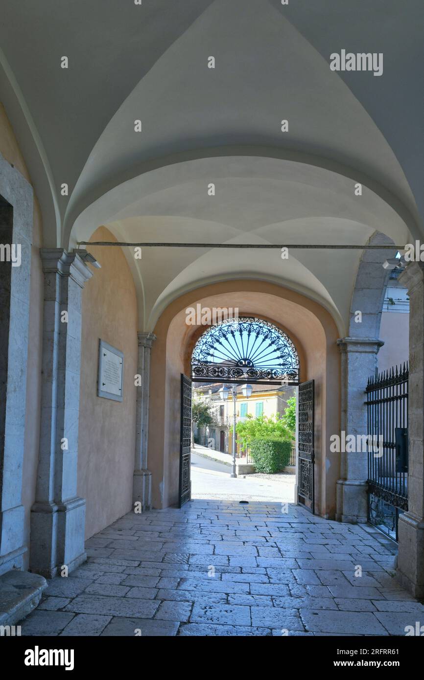 Building and entrance in the town hall of Buccino, a medieval village ...