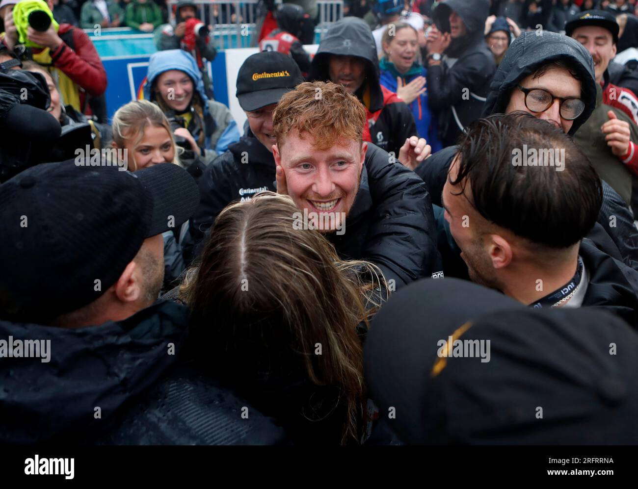 Great Britain's Charlie Hatton celebrates winning downhill mountain ...