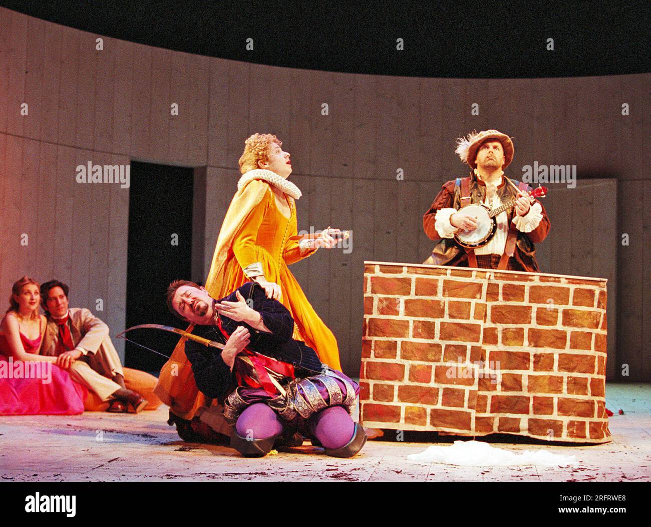 V/i - centre, l-r: Daniel Ryan (Nick Bottom / Pyramus), Orlando Wells ...