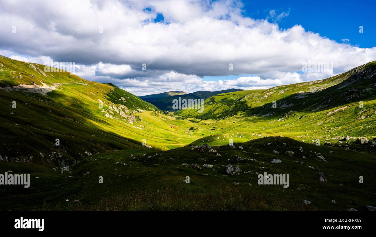 Summer landscape of the Parang Mountains, Romania. Beautiful view from ...