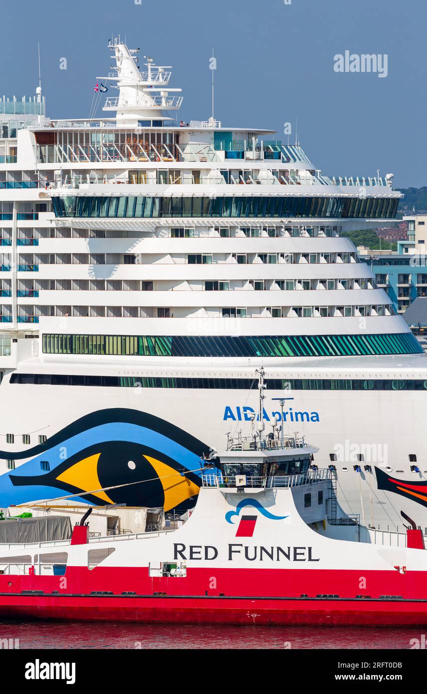 Aida Prima cruise ship & ferry, Southampton docks, Hampshire, England ...