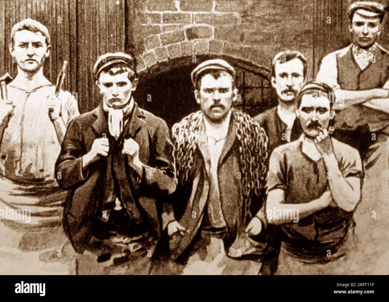 Illustration of Chadley Heath chain makers in the 1850s Stock Photo - Alamy