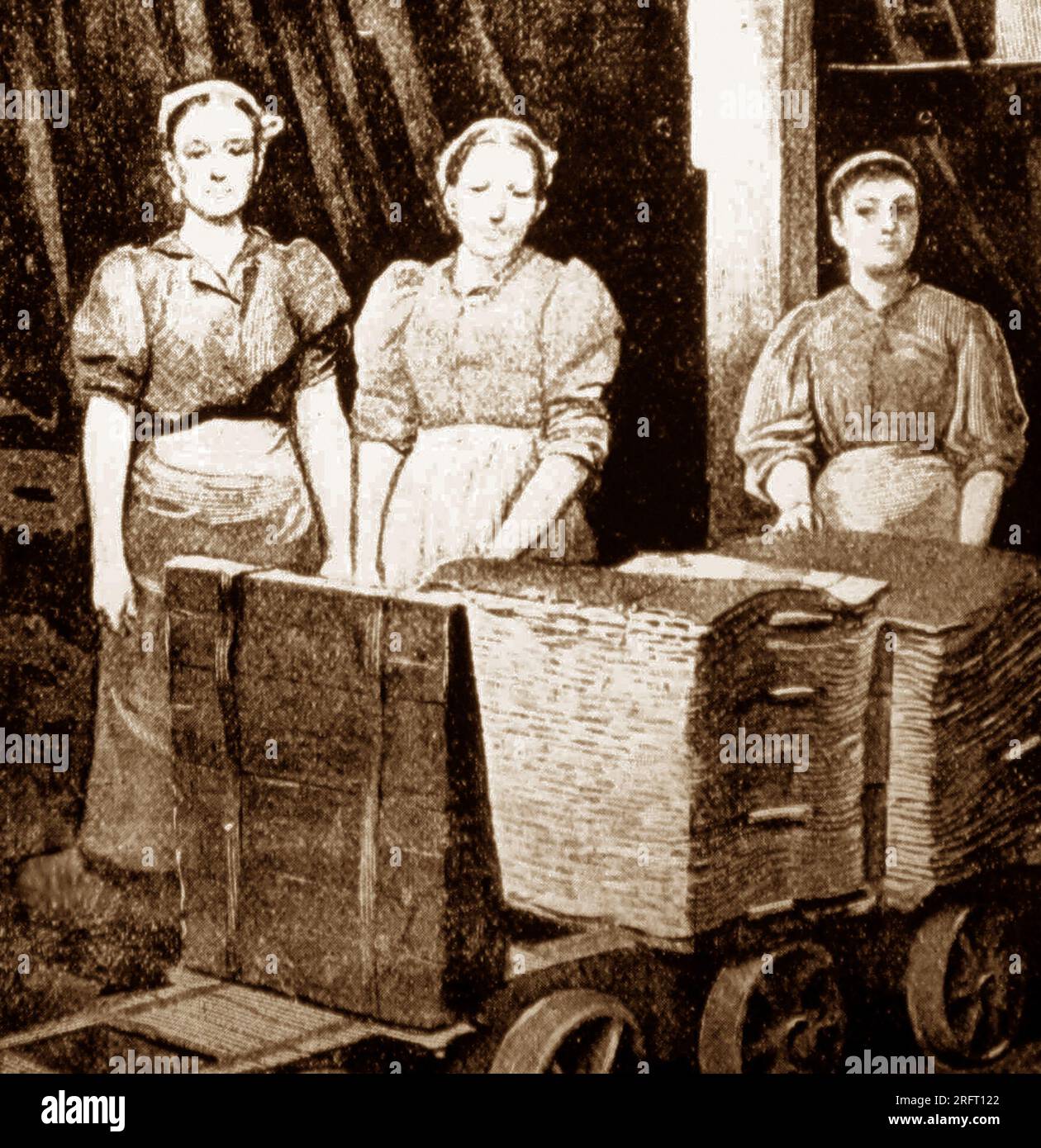 Illustration of women lead workers in the 1850s Stock Photo - Alamy