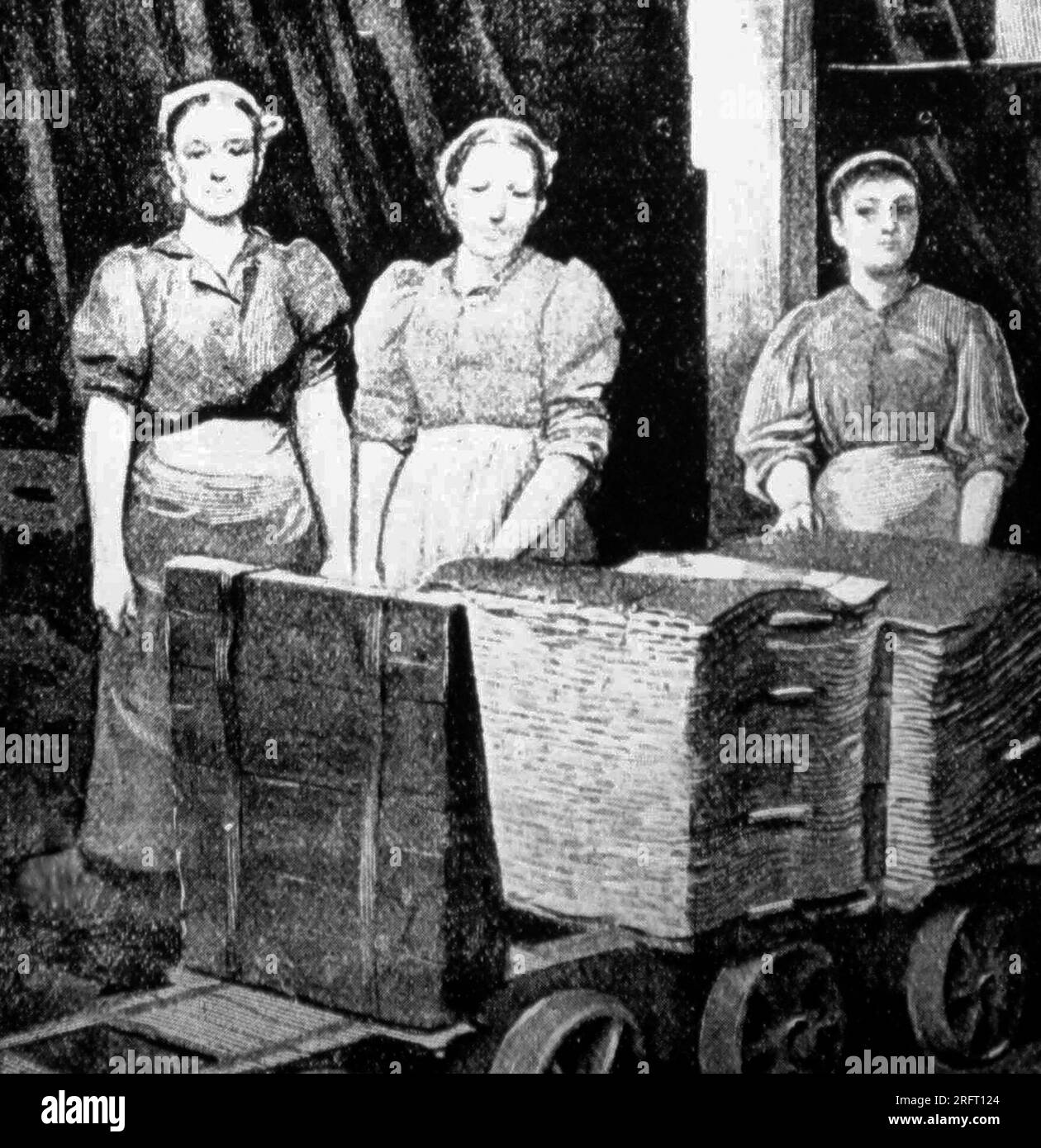 Illustration of women lead workers in the 1850s Stock Photo - Alamy