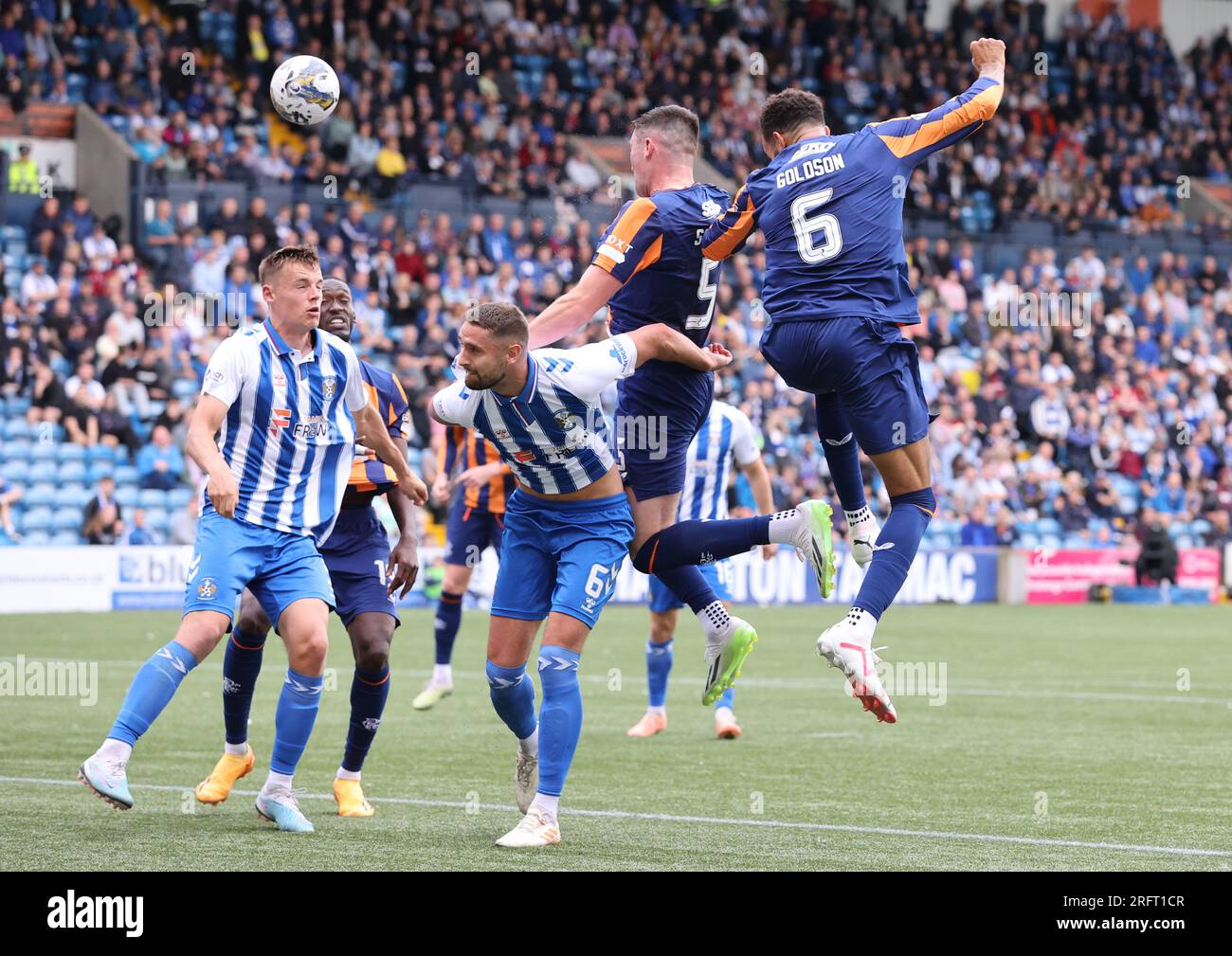 Rangers' John Souttar (2nd from right) with a attempt at goal during ...