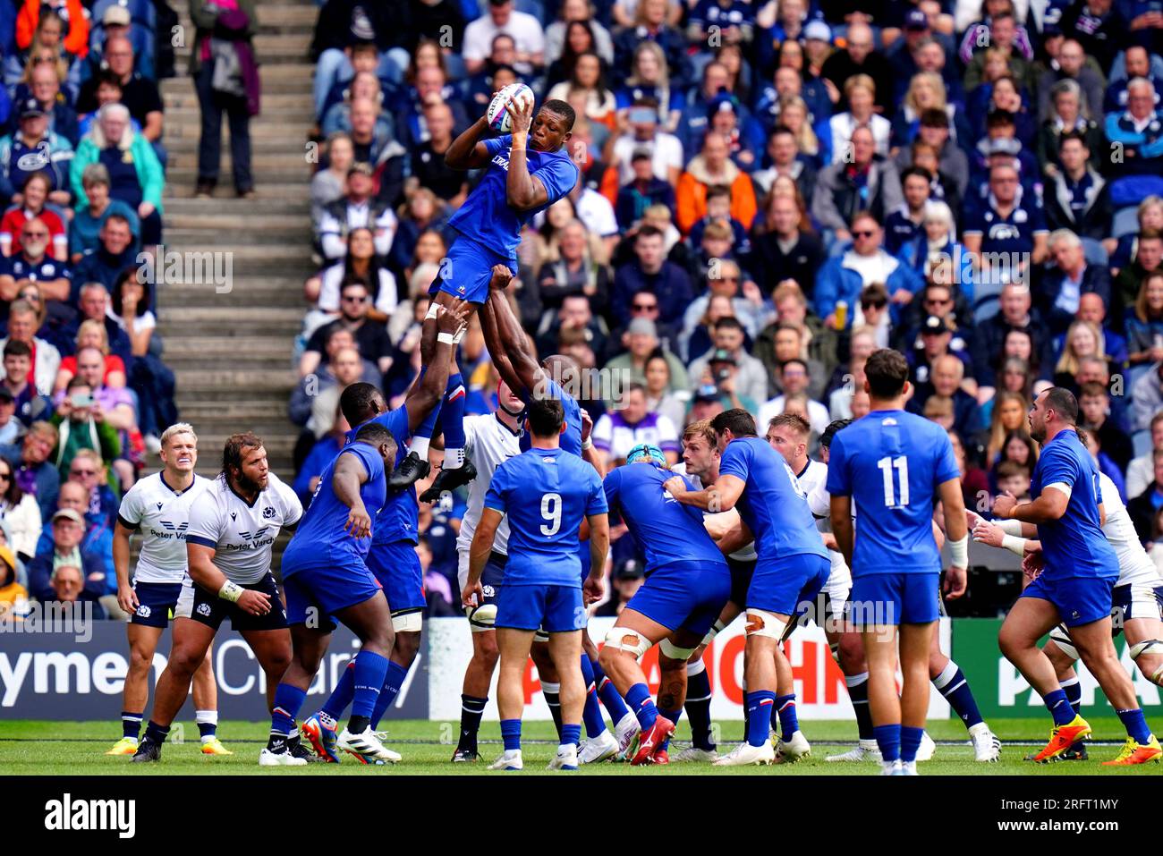 France's Cameron Woki wins the line-out during the Summer Nations ...