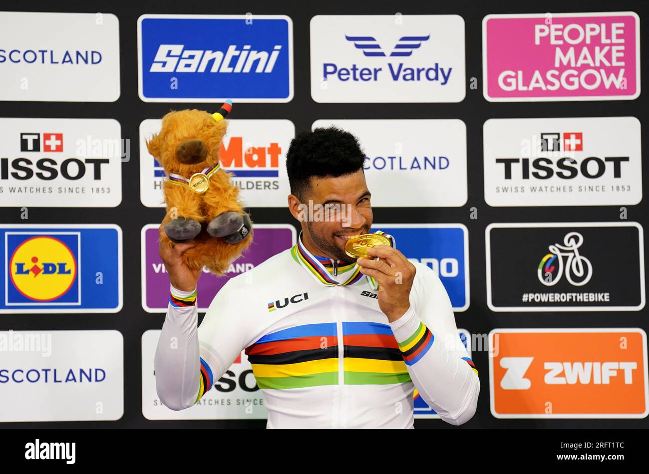 Great Britain's Sam Ruddock on the podium with a gold medal for the Men ...