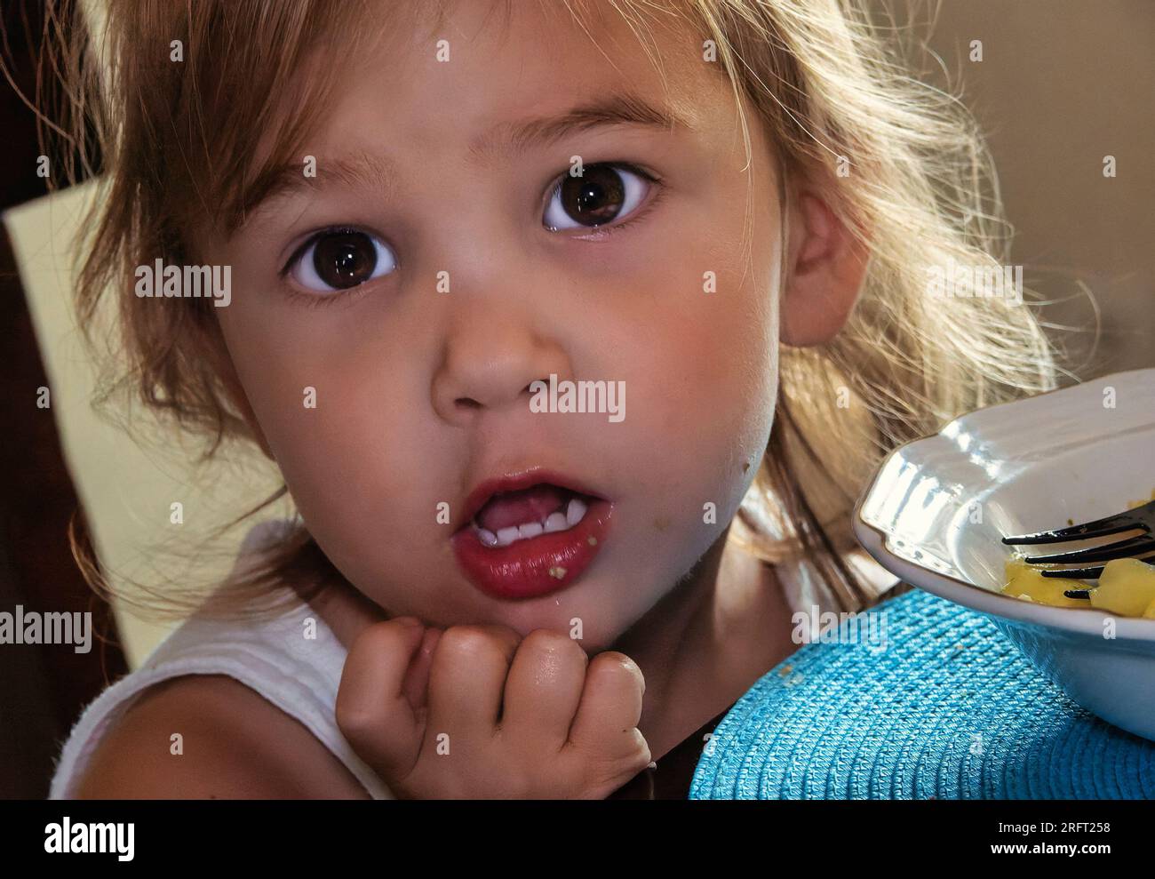 Young child at the dining table Stock Photo - Alamy