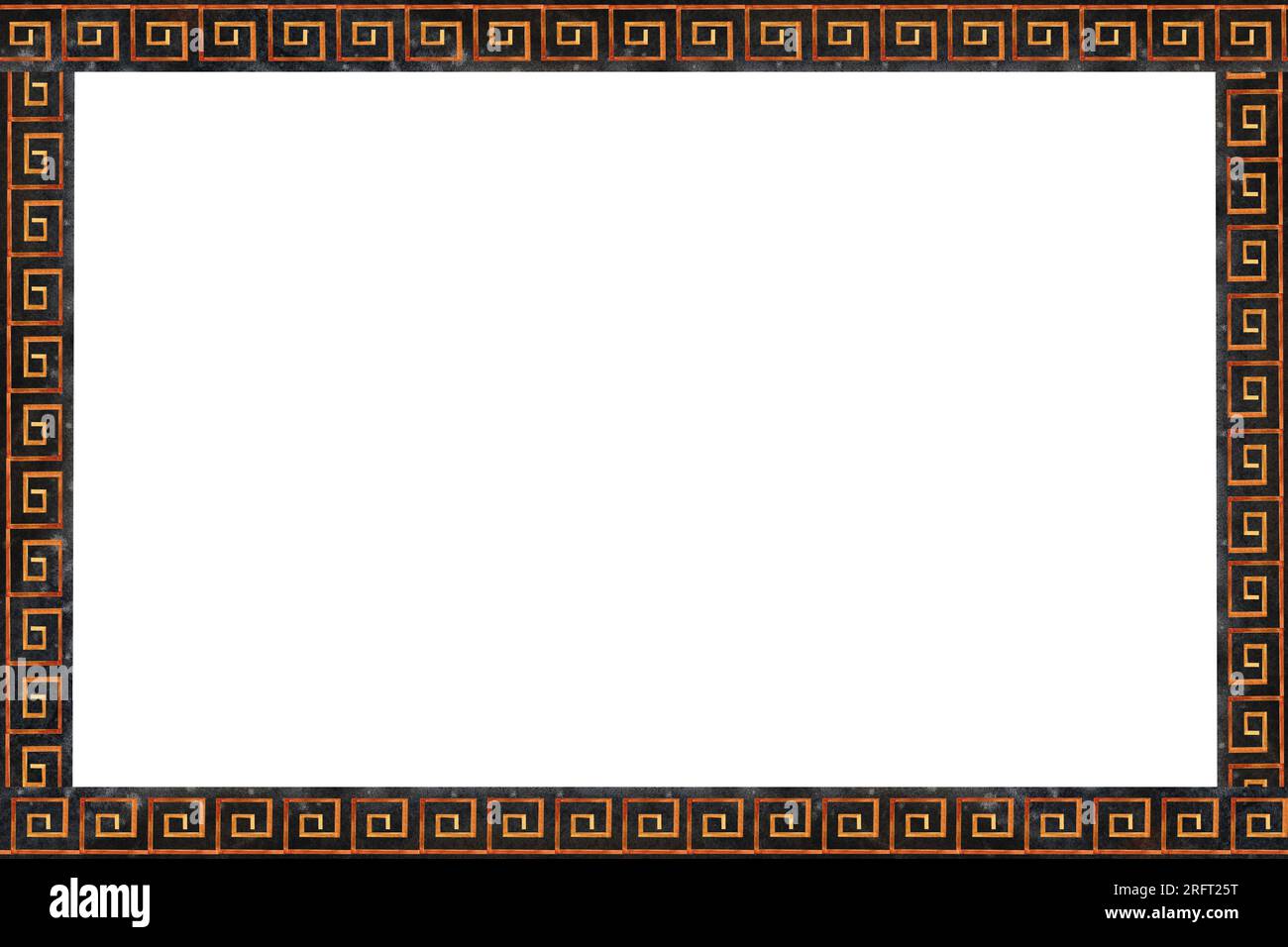 Frame with ancient Greek geometric ornament. Hand drawn watercolor ...