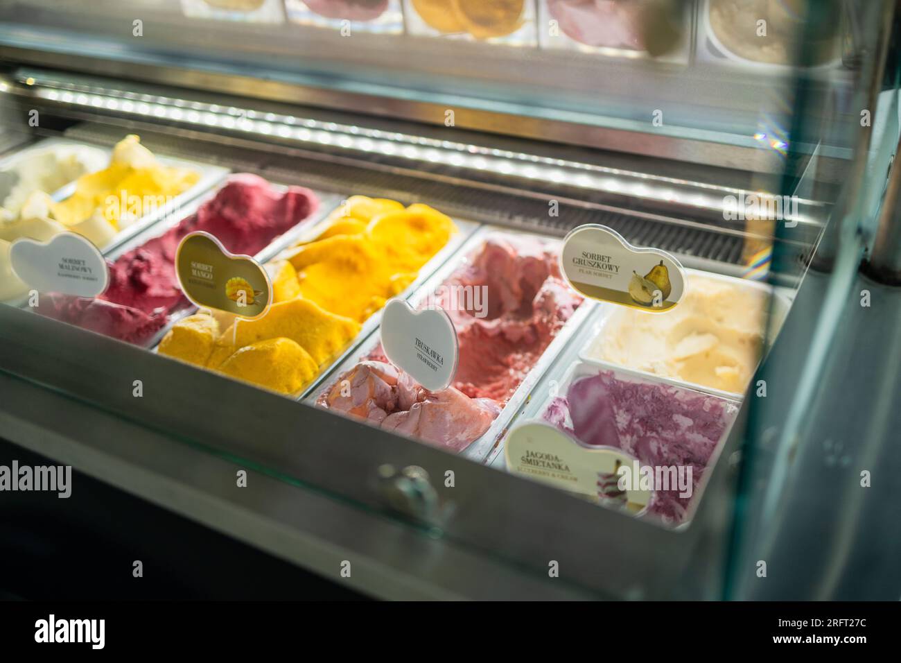 Ice cream flavors display for sale as summer takeaways displayed in ...