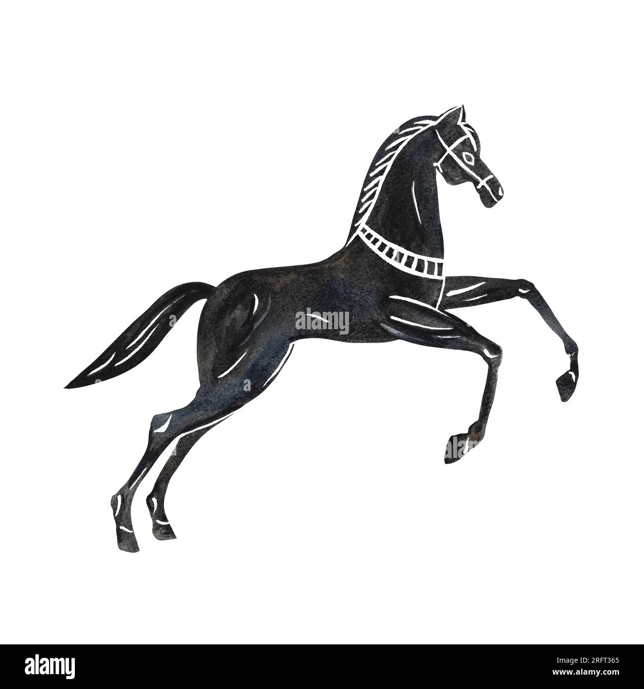 Stylized horse. Black and white silhouette. Ancient Greek vase painting ...