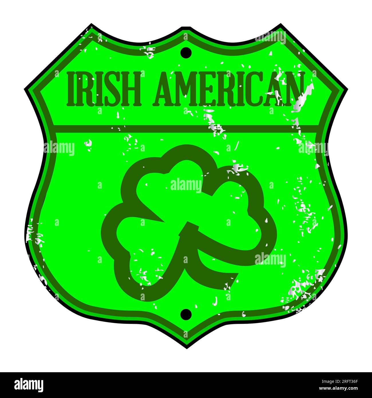 Spoof Irish American Shamrock Route 66 traffic sign over a white ...
