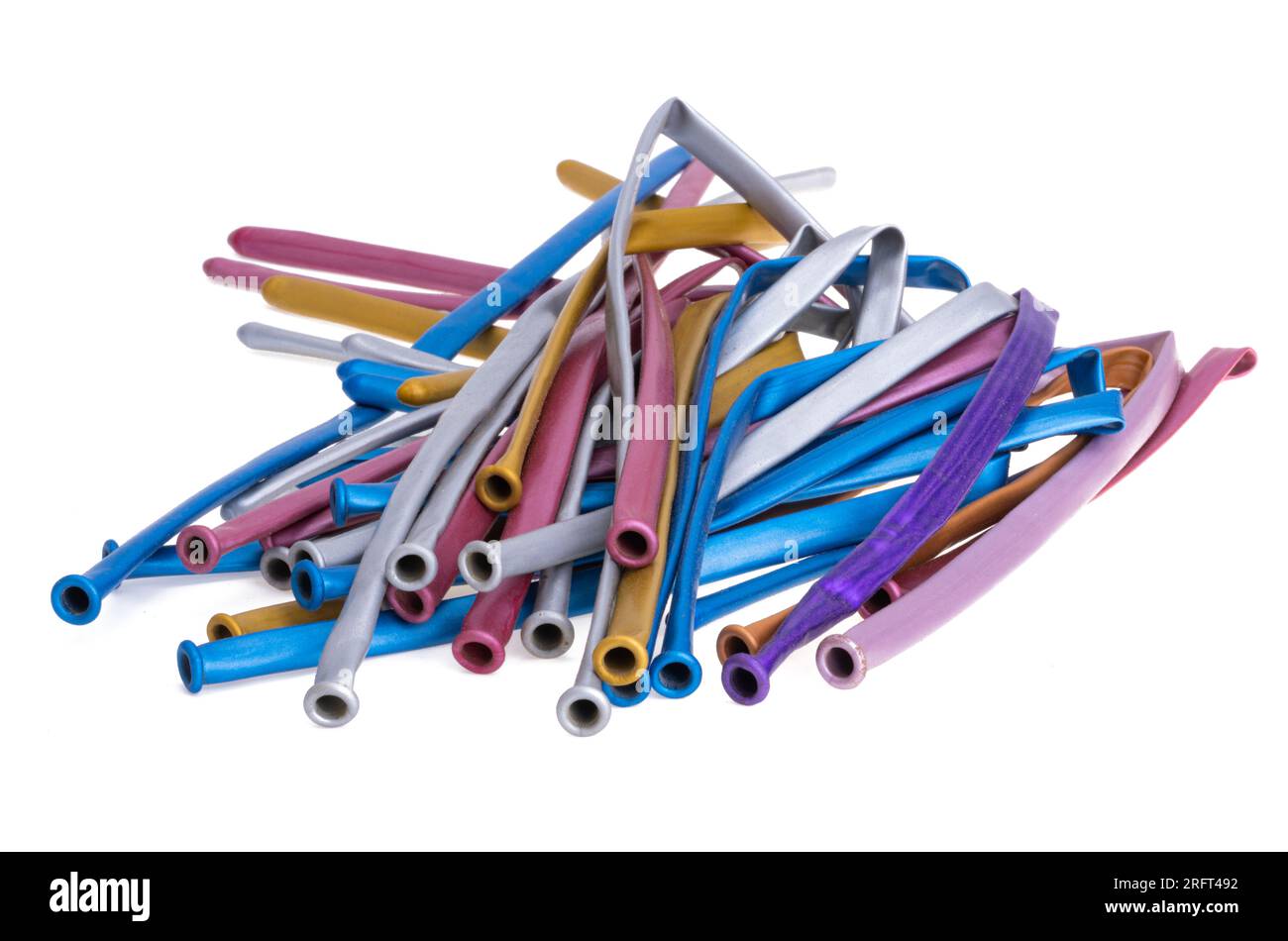 colored long balloons isolated on white background Stock Photo - Alamy