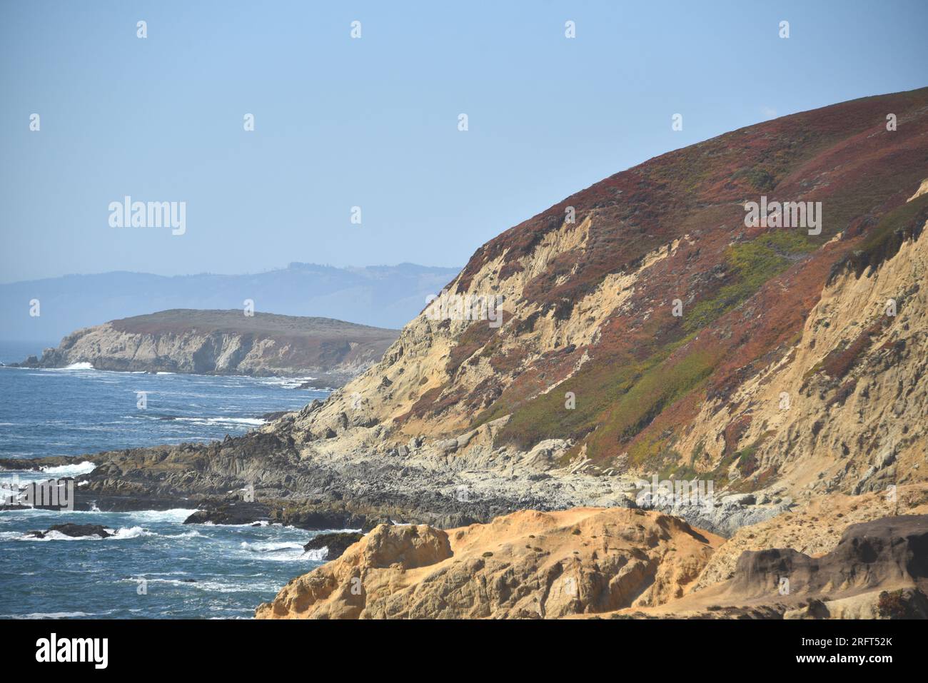 Large format panoramic landscape of the beautifully rugged coastline of ...