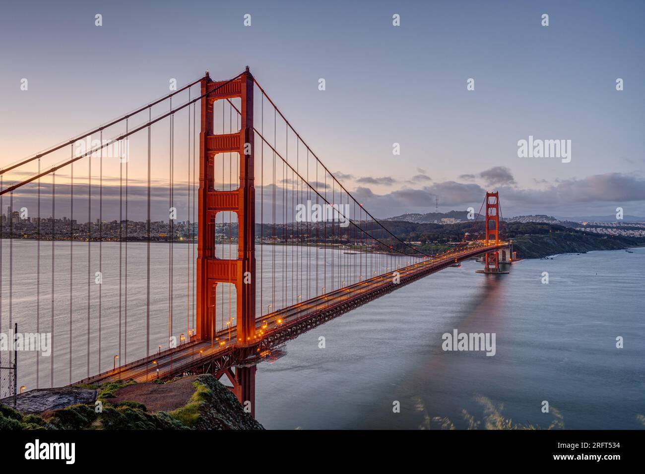 The famous Golden Gate Bridge in San Francisco at dawn Stock Photo - Alamy