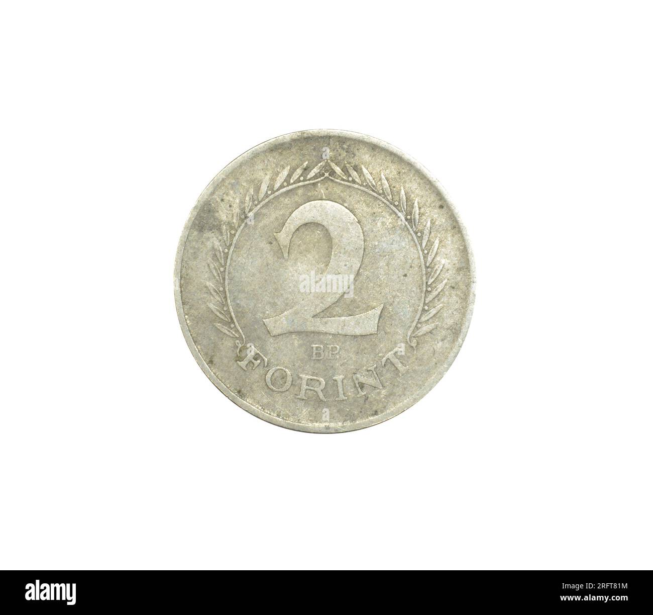 Reverse of 2 Forints coin made by Hungary in 1950, that shows Numeral ...