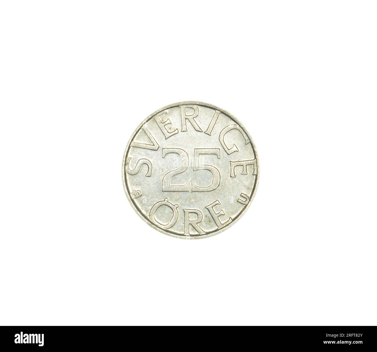 Obverse of 25 Ore coin made by Sweden, that shows Numeral value Stock ...