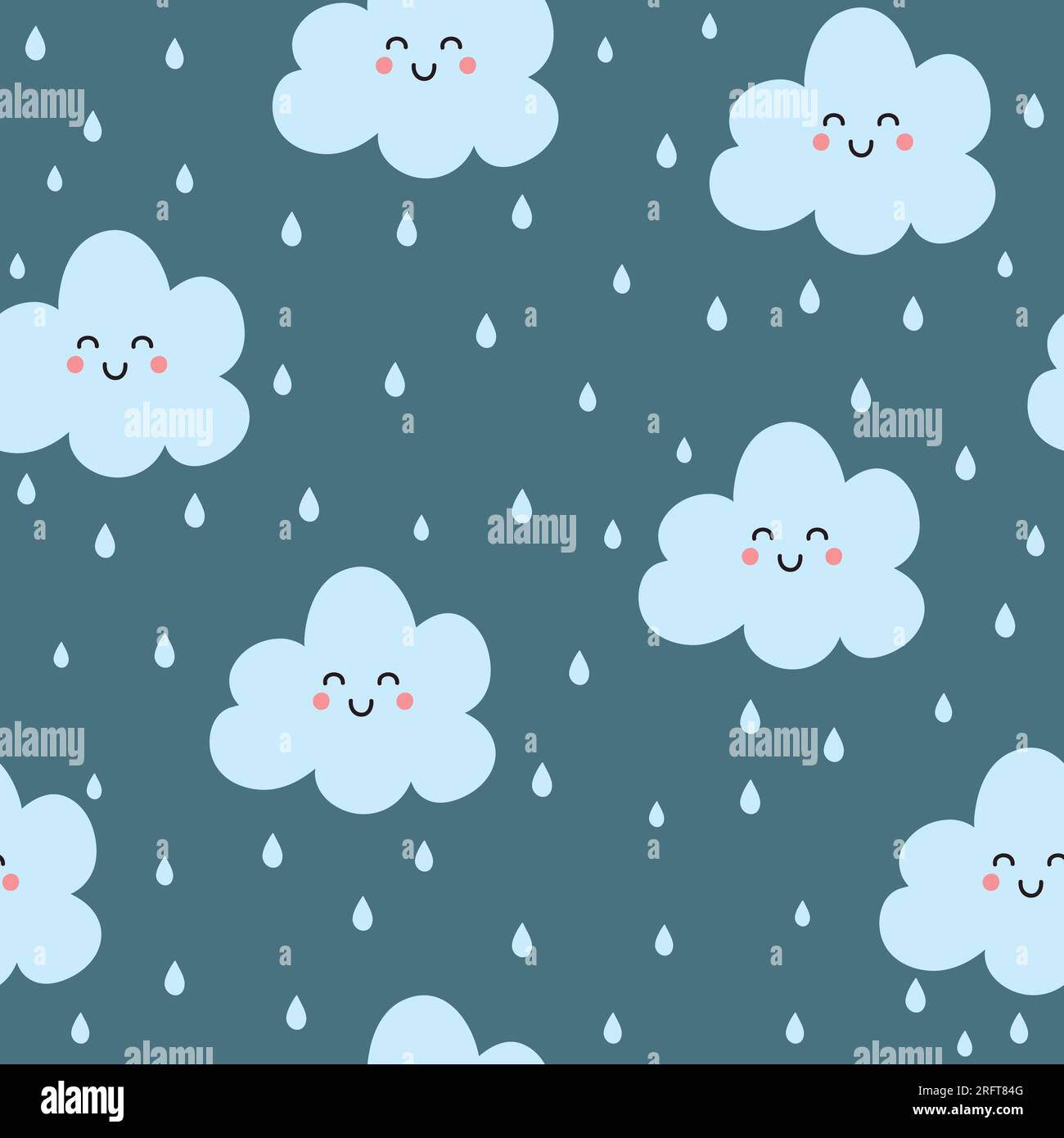 Seamless pattern with clouds and rain drops. Cute background for kids ...