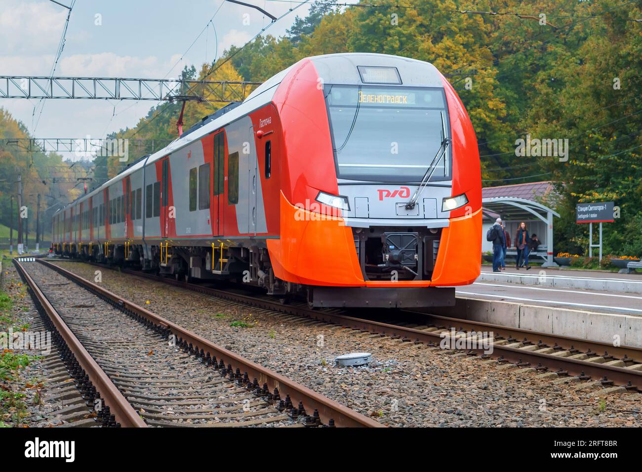 Kaliningrad region, Russia, October 16, 2022. Lastochka electric train ...