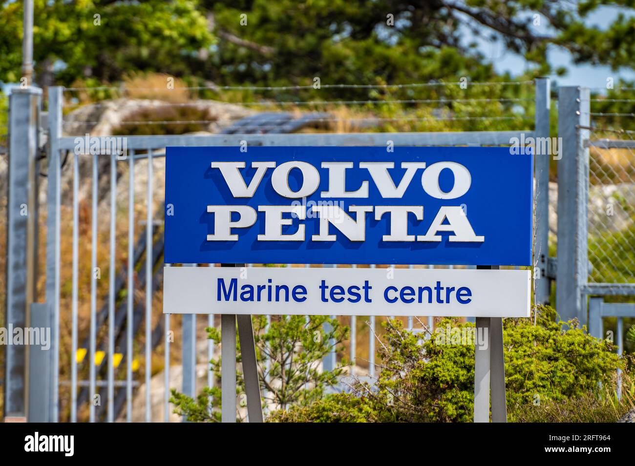 Gothenburg, Sweden - July 24 2022: Volvo Penta Marine Test Centre sign ...