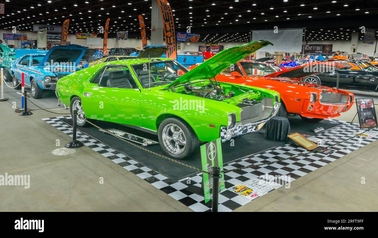 DETROIT, MI/USA - MARCH 7, 2015: Three AMC Javelin AMX cars, Detroit ...
