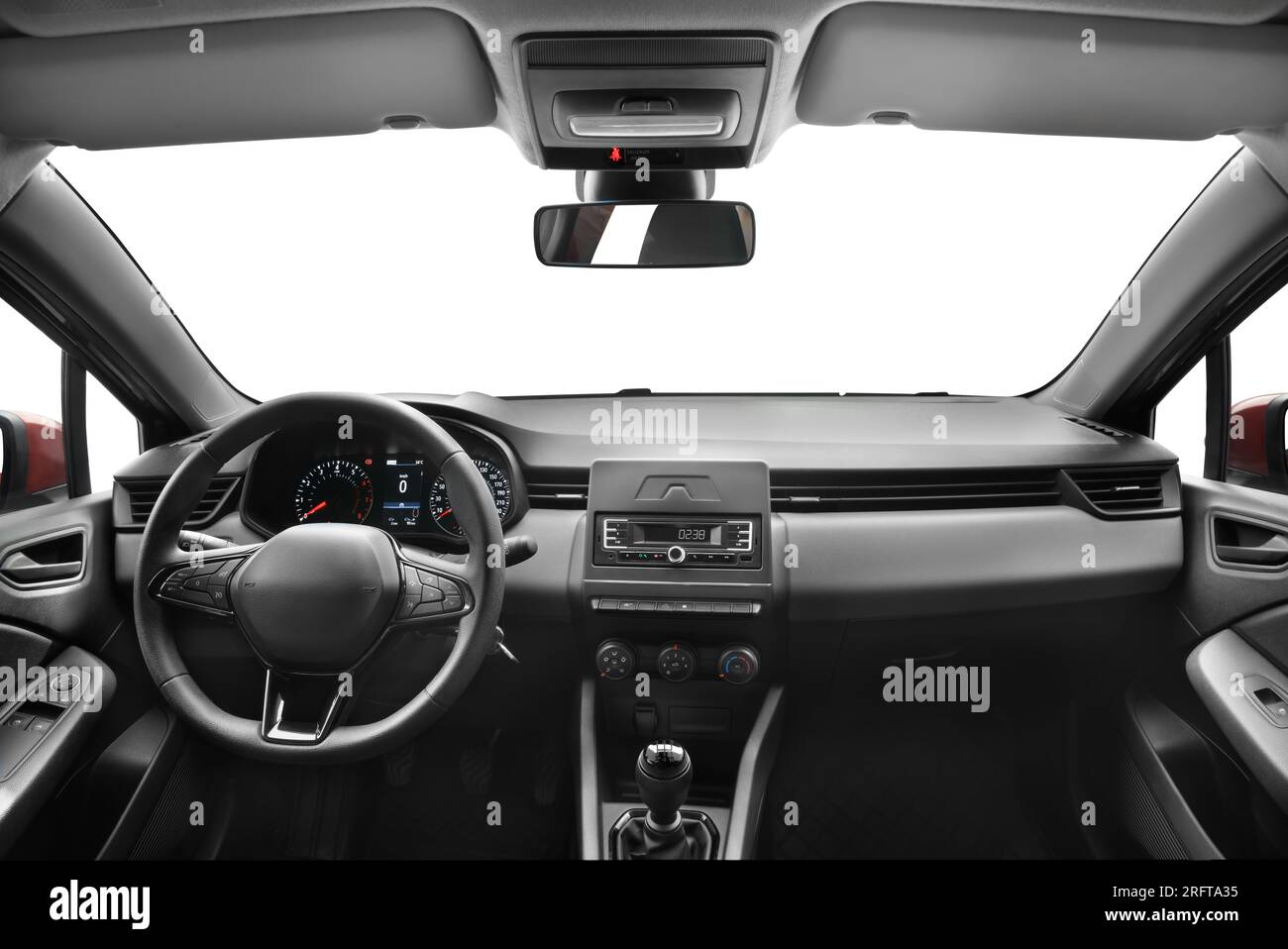 A photo captured from the middle of the back seat of a modern passenger ...