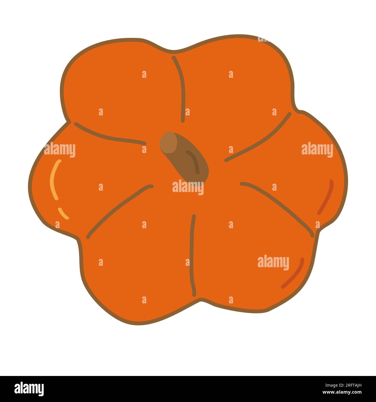 Pumpkin for Halloween or Thanksgiving, top view, cartoon style flat ...