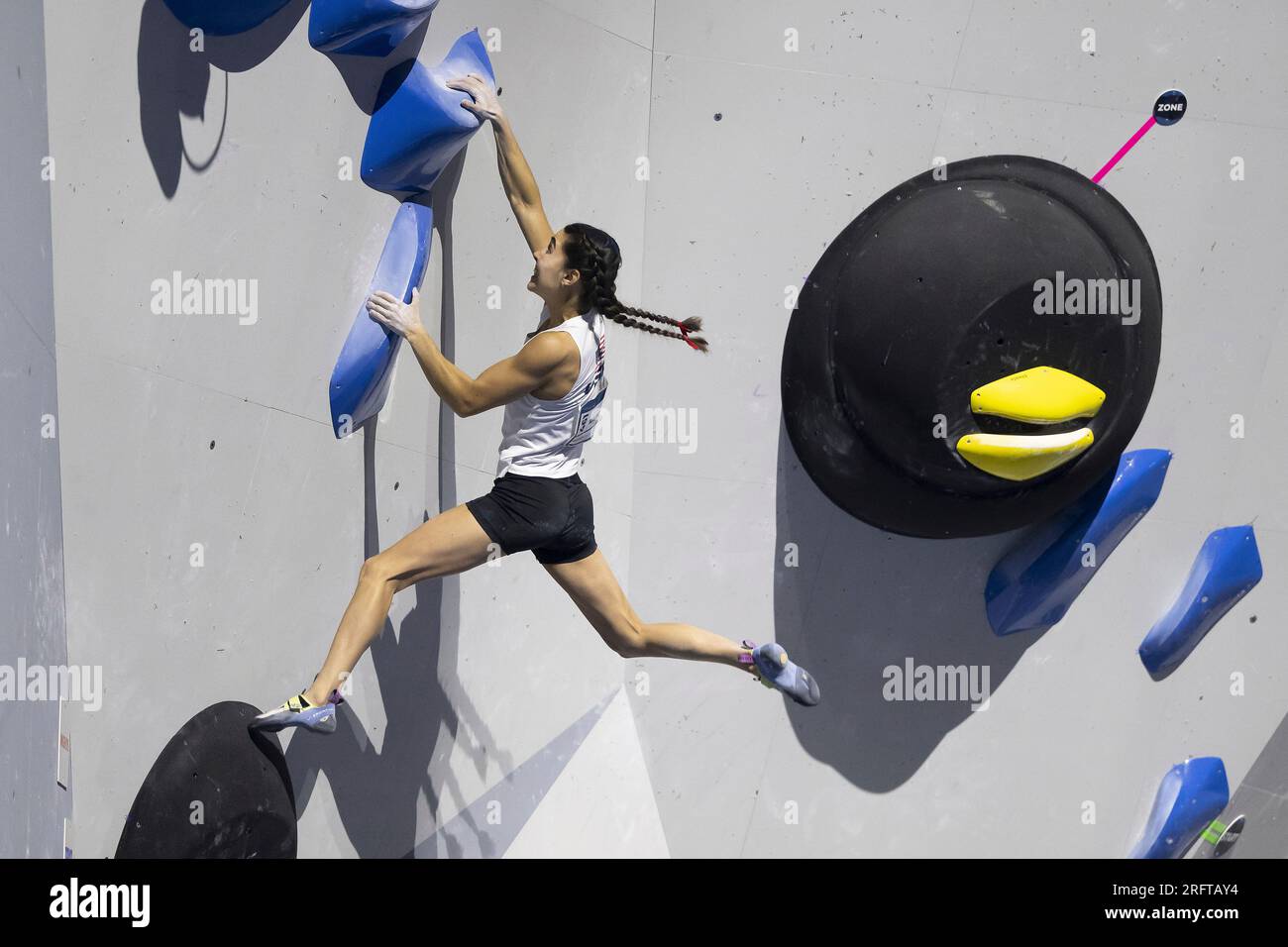 Brooke Raboutou of United States competes in the women's Boulder Final ...
