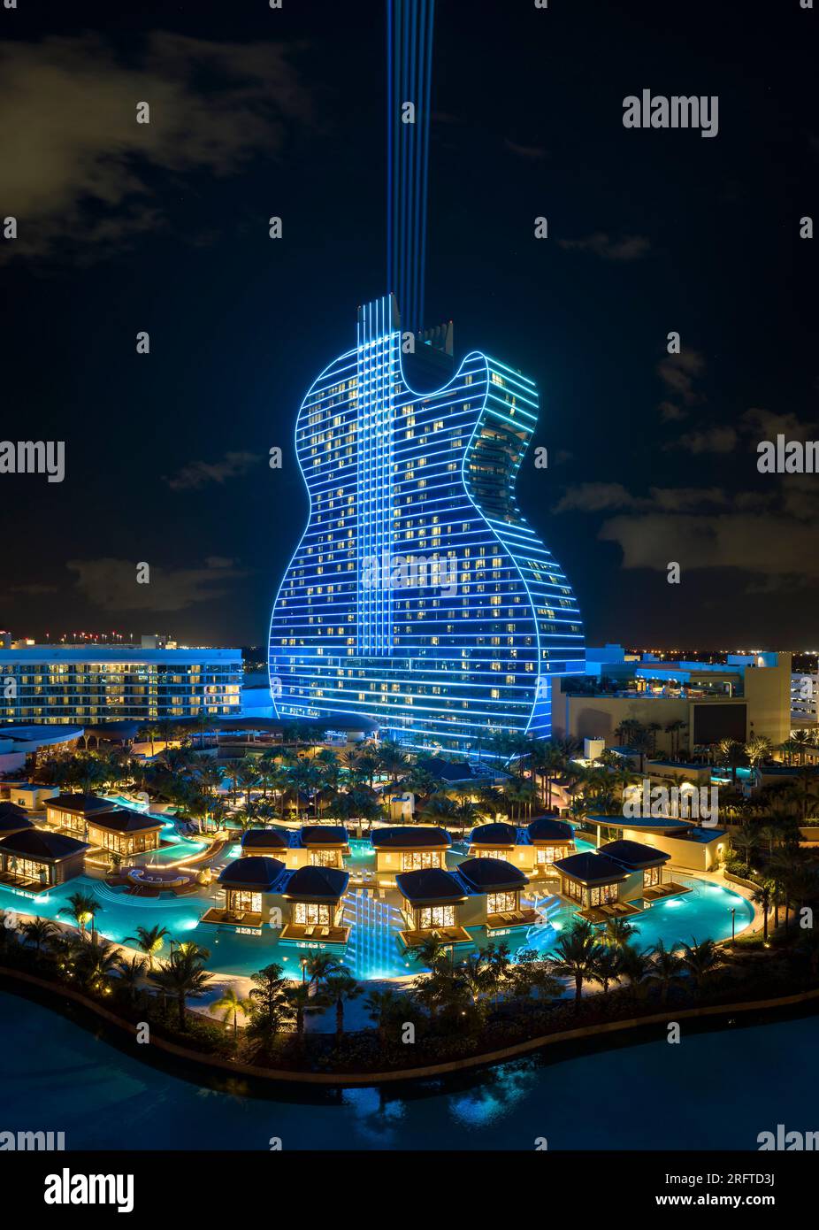 Aerial view of guitar shaped Seminole Hard Rock Hotel and Casino ...