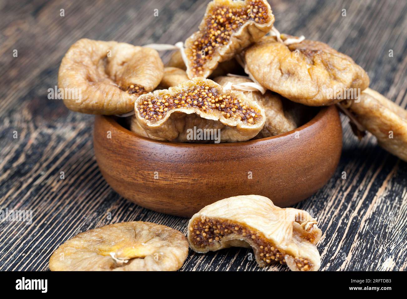 Dried fig fruits on the table, natural sweetness dried ripe yellow figs ...