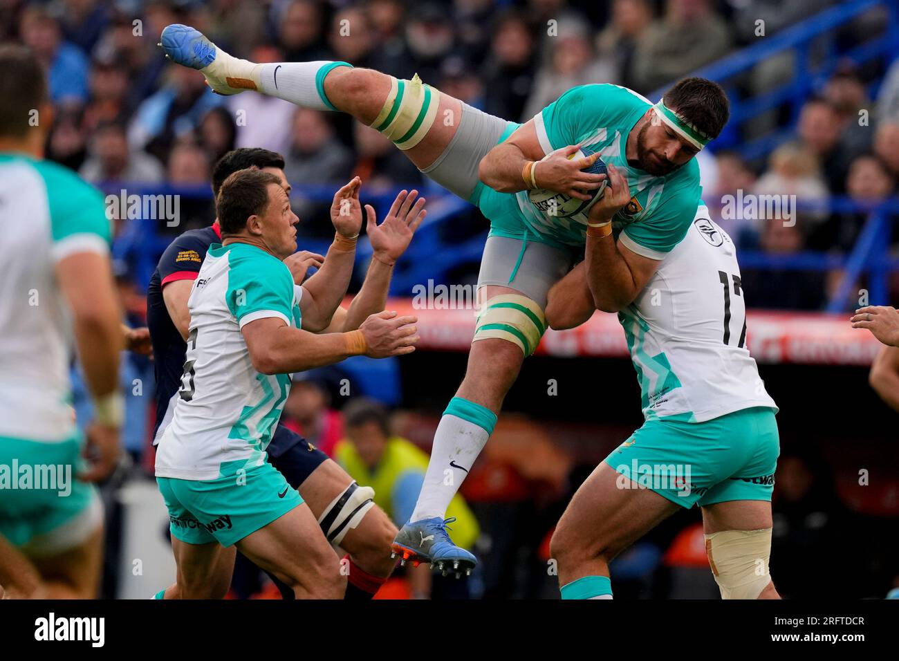 South Africa's Jean Kleyn holds the ball during a rugby test match ...