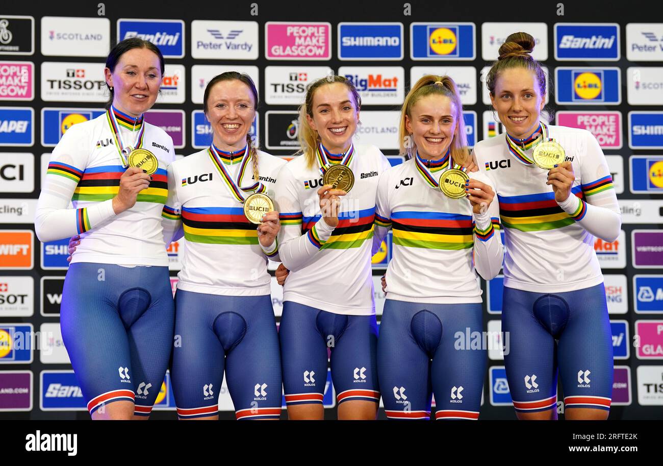 Left to right, Great Britain's Katie Archibald, Anna Morris, Elinor ...