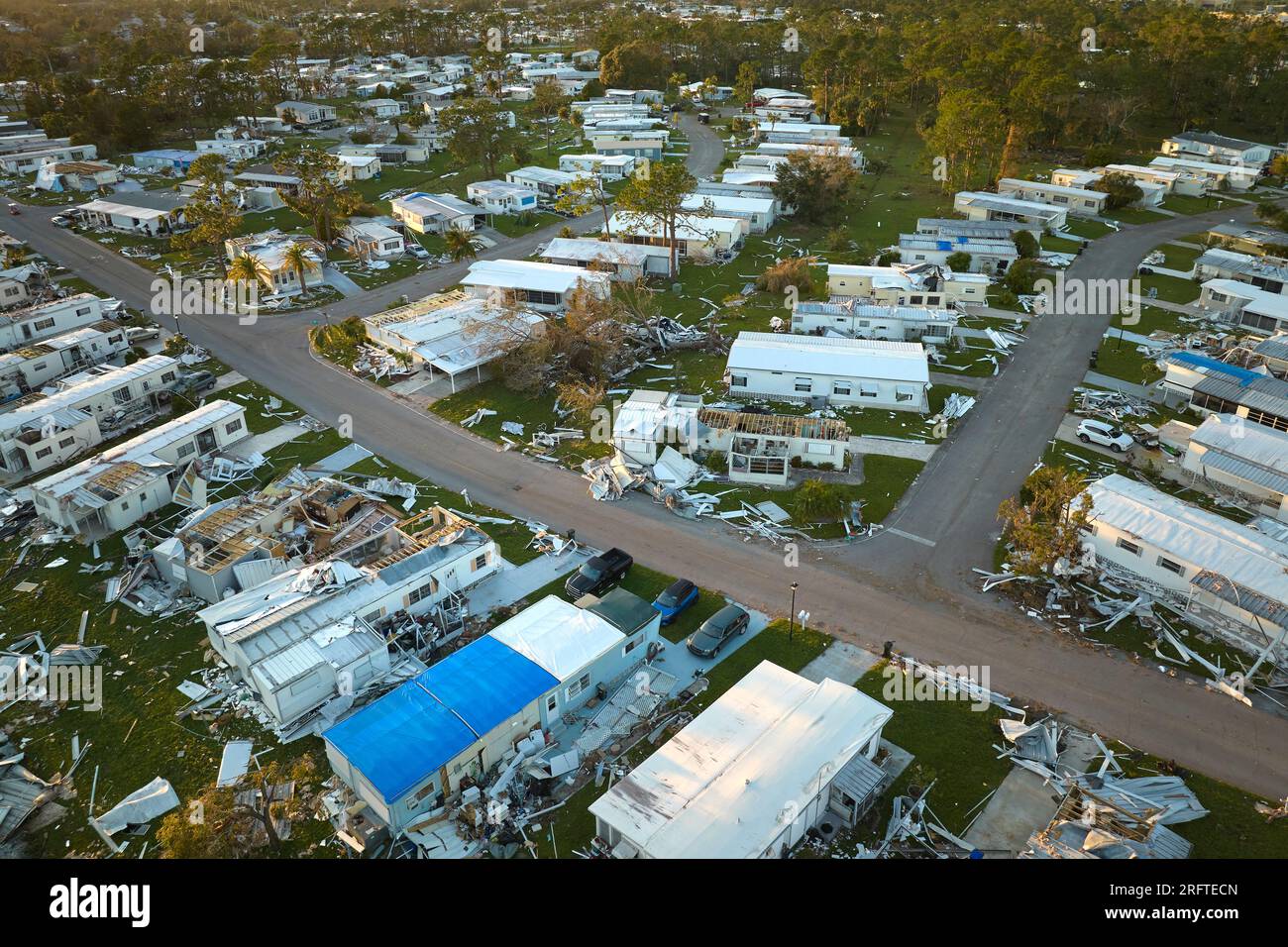 Destroyed by hurricane Ian suburban houses in Florida mobile home ...