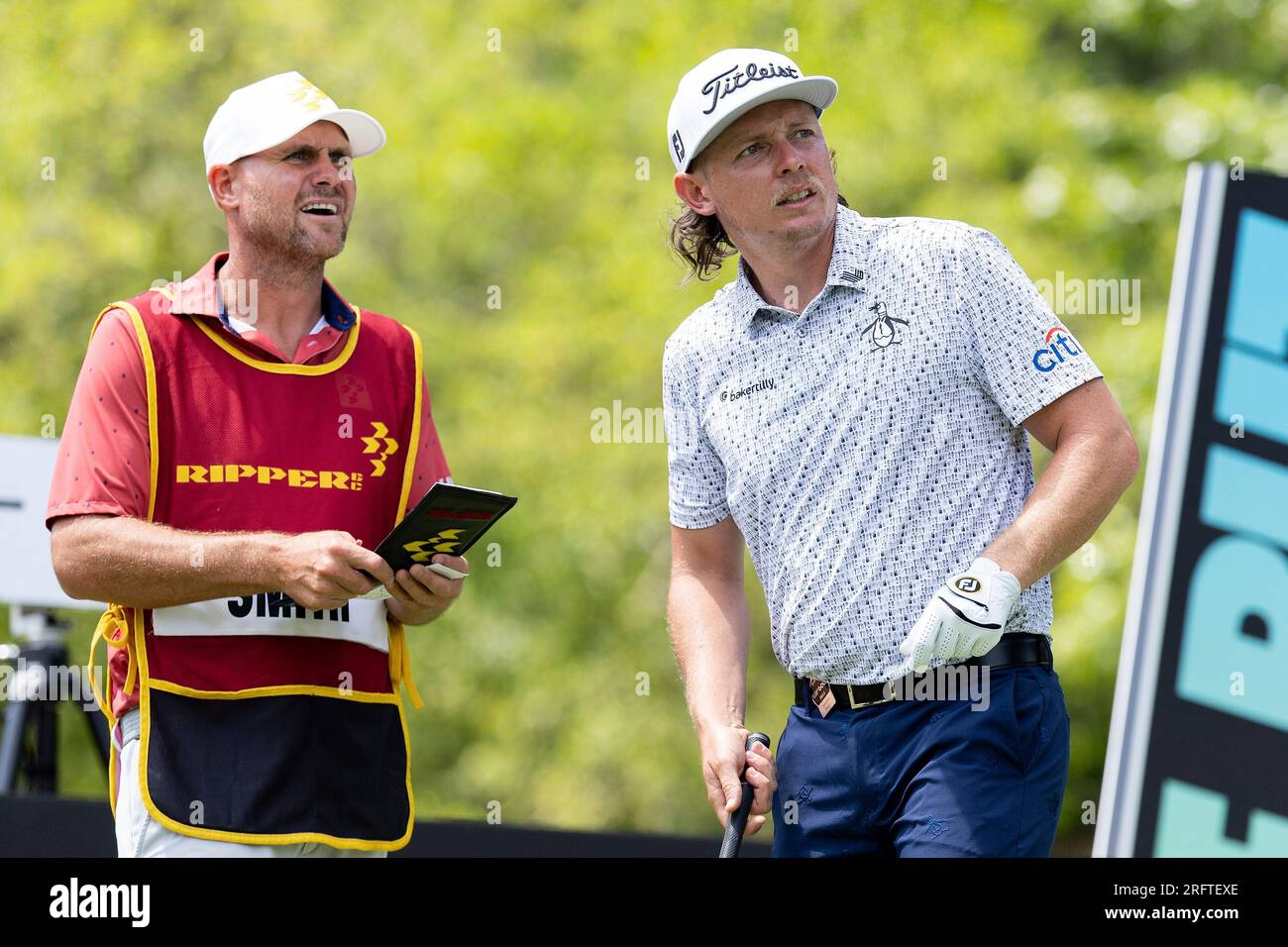 Captain Cameron Smith of Ripper GC and his caddie seen on the tenth ...
