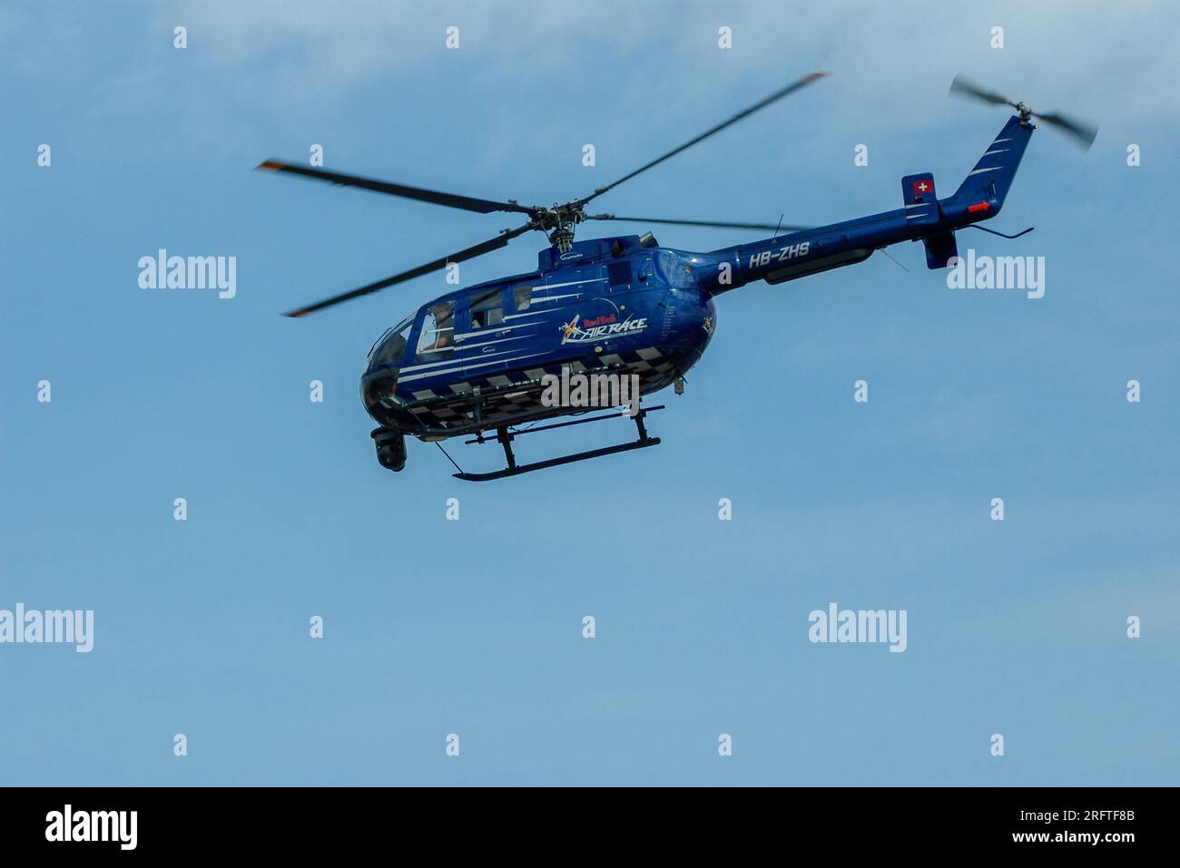 MBB BO-105CBS-4 helicopter filming the racing during the Red Bull Air ...