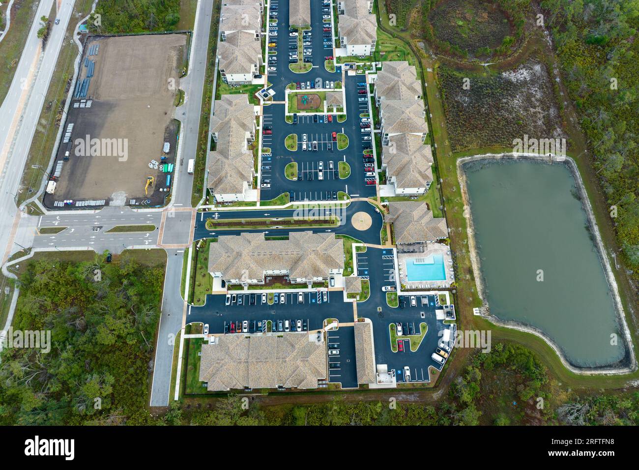 View from above of apartment residential condos in Florida suburban ...